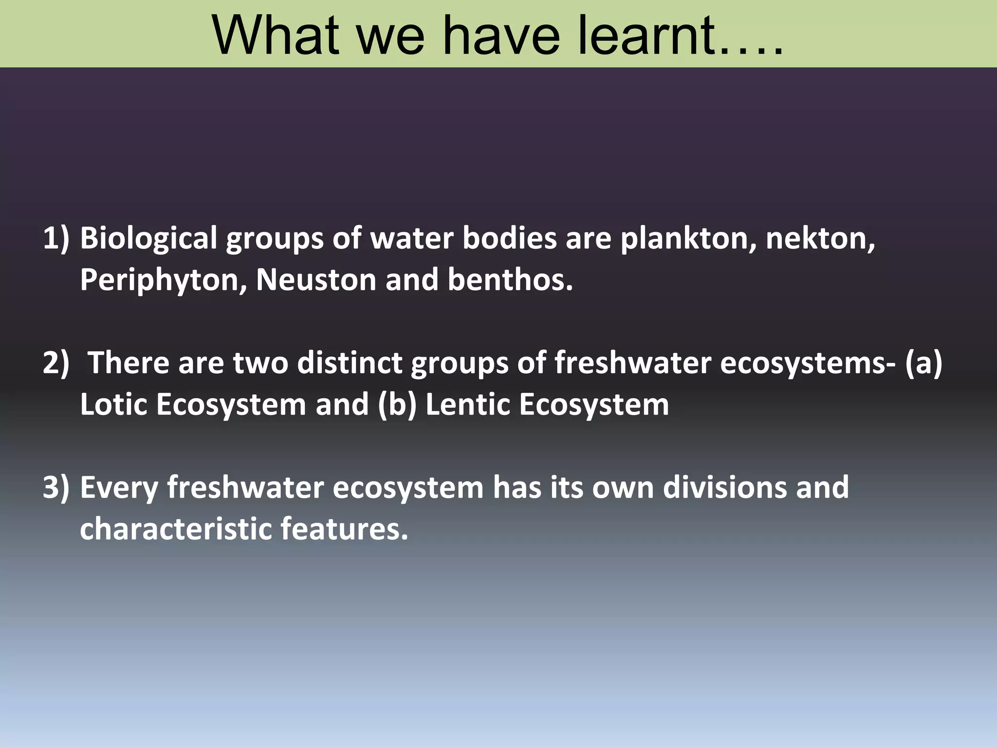 Types of water body : Freshwater body | PDF