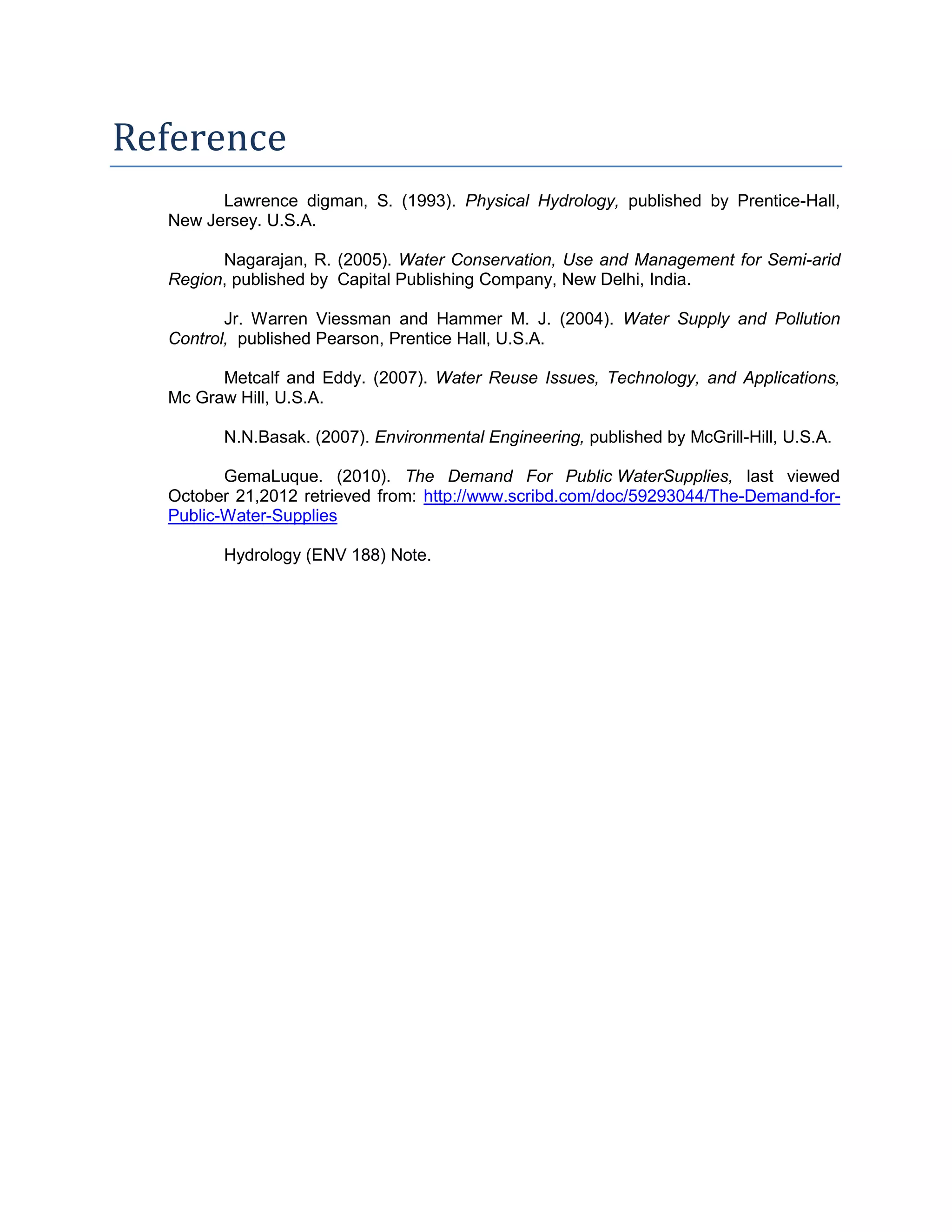 Types of water demand | DOCX