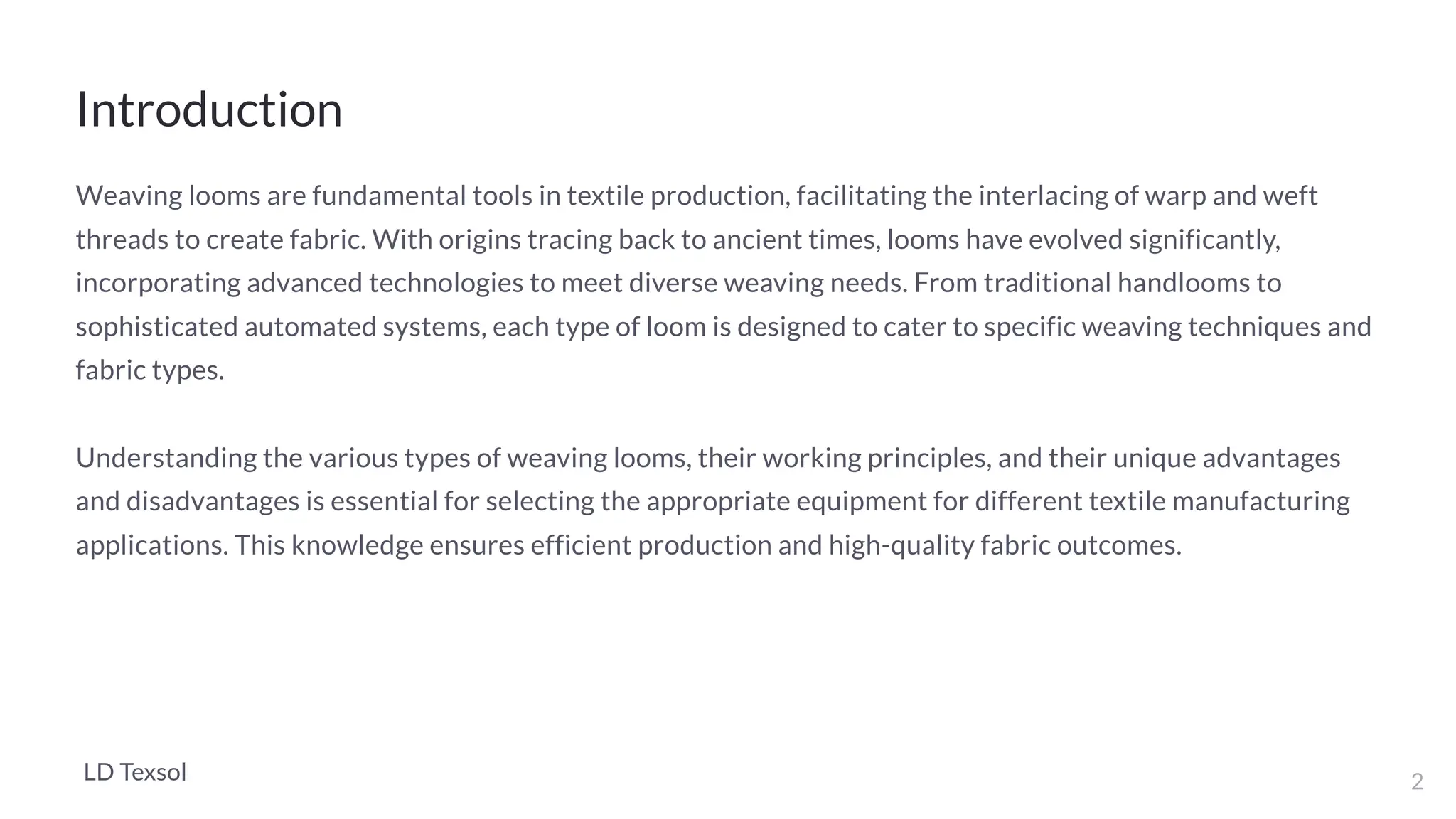 Types of Weaving loom machine & it's technology | PDF