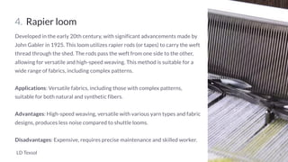Types of Weaving loom machine & it's technology | PDF | Needlework ...