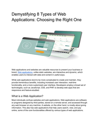 Types of Web Applications: A Complete Guide for Businesses | PDF