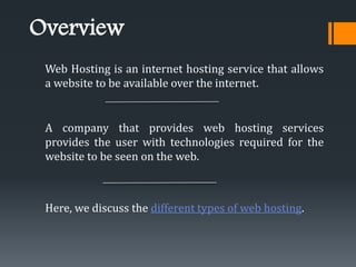 Types Of Web Hosting Explained | PPTX