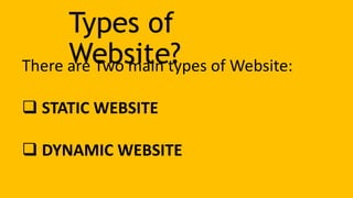 Types of websites | PPSX | Web Design and HTML | Internet
