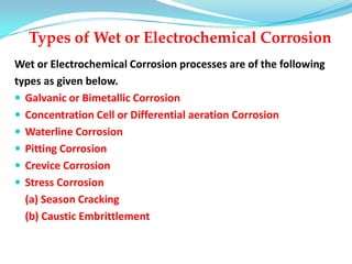 Wet corrosion and its types with mechanisms | PDF