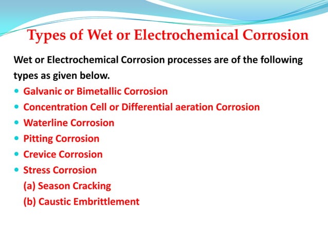 Wet corrosion and its types with mechanisms | PDF