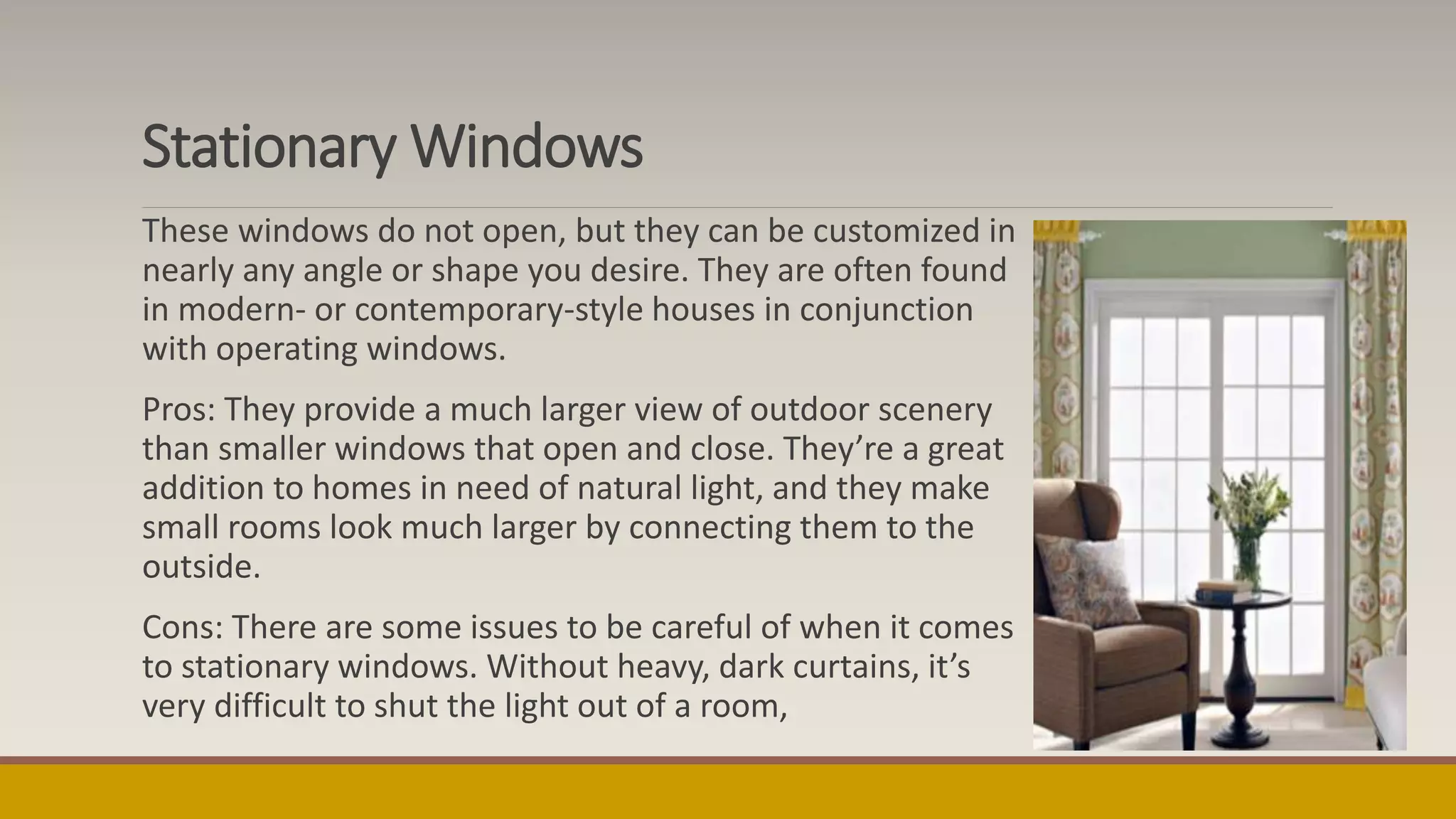 Types of windows (with PROS and CONS) | PPTX