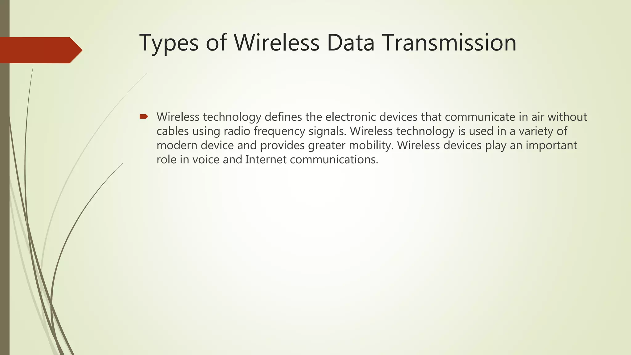 Types of wireless communication technologies | PPTX