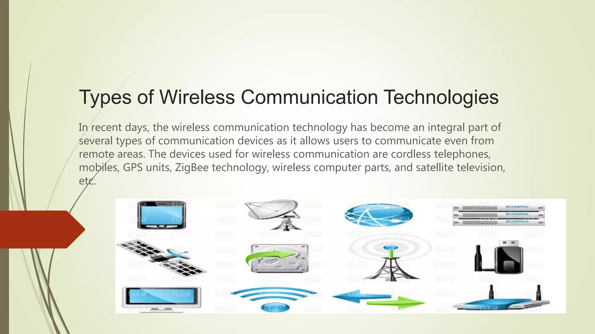 Types of wireless communication technologies | PPTX
