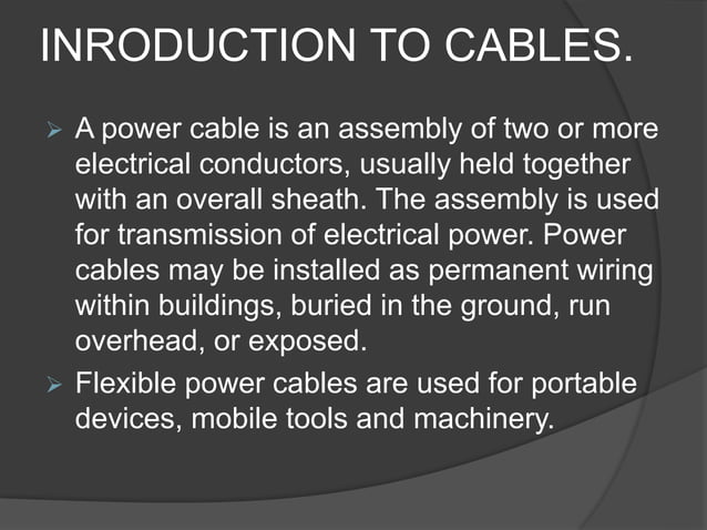 Types of wires and cables | PPTX | Chemistry | Science