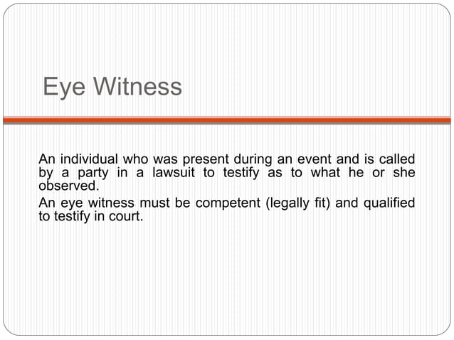 Types of witnesses | PPTX | Law