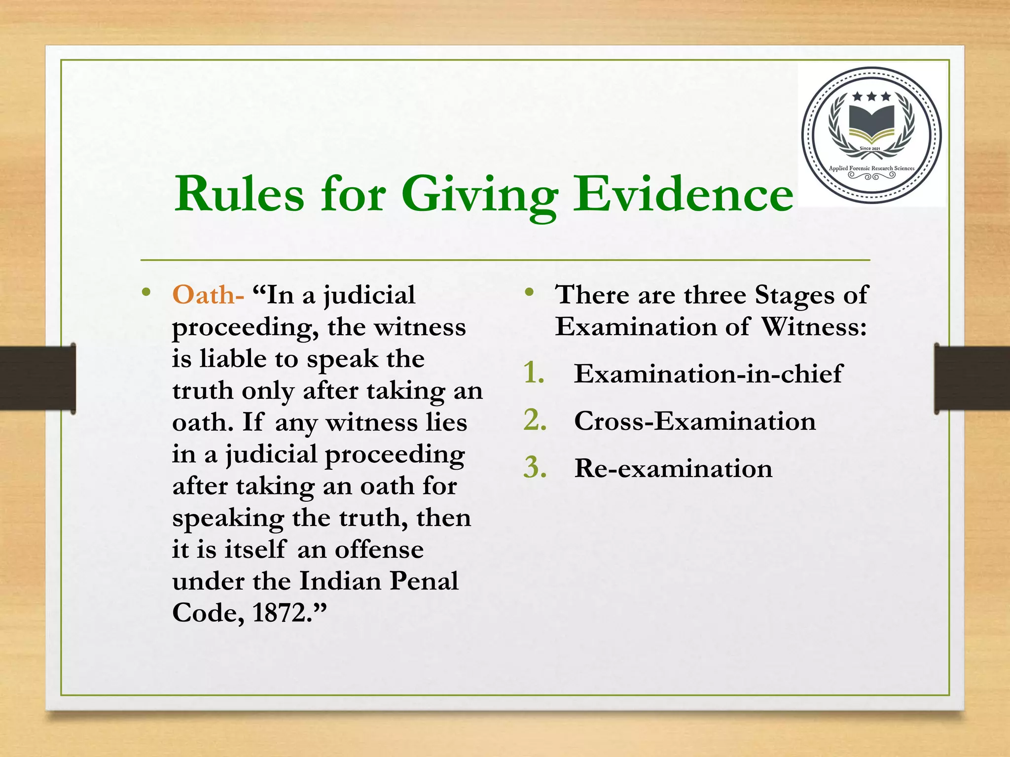 Types of Witnesses & Rules for giving evidences.pptx