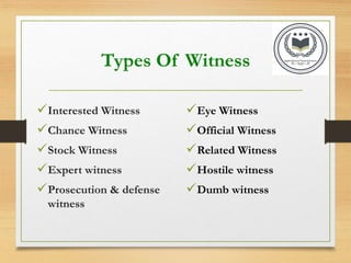 Types of Witnesses & Rules for giving evidences.pptx