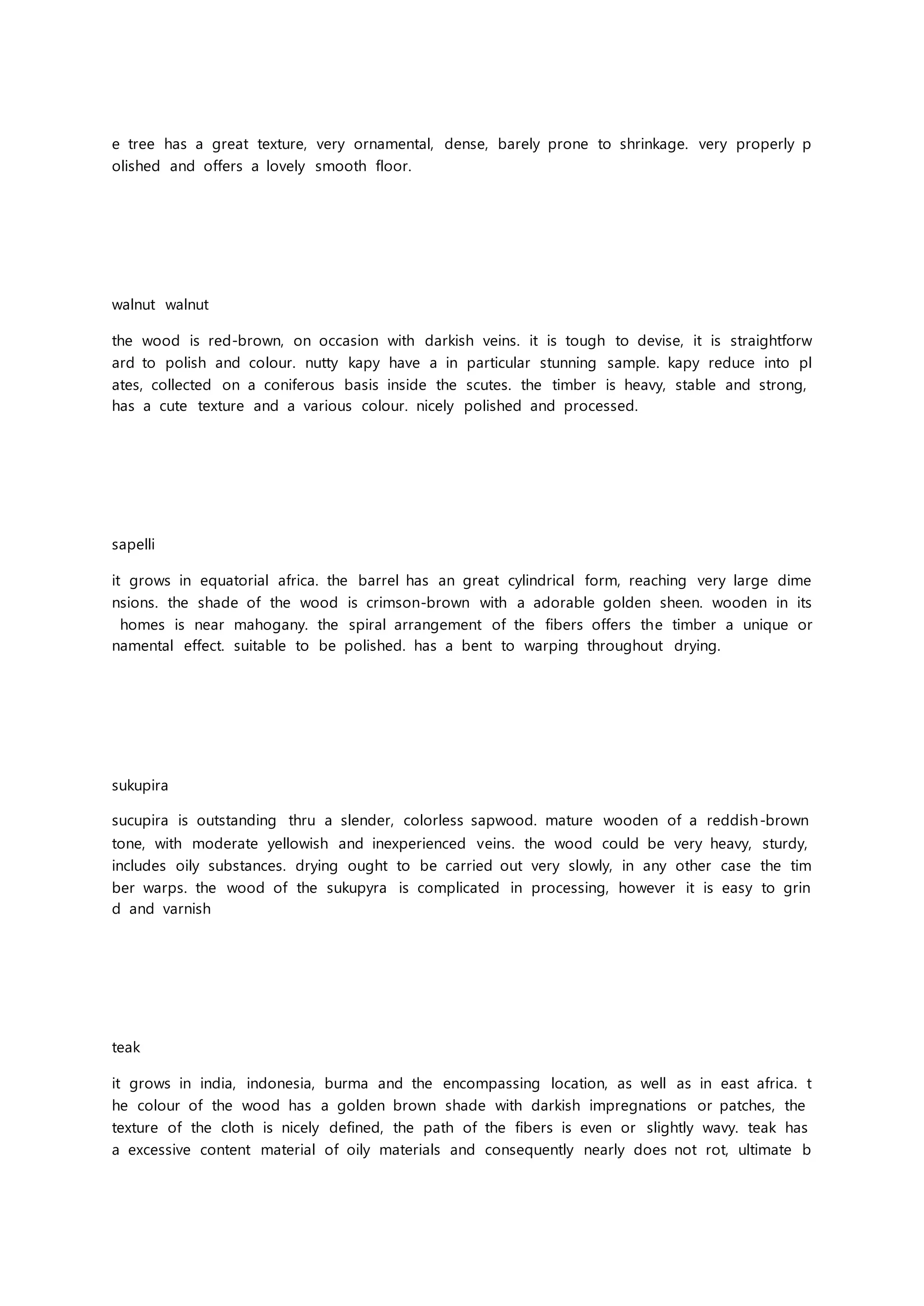 Types of wood with examples | DOCX