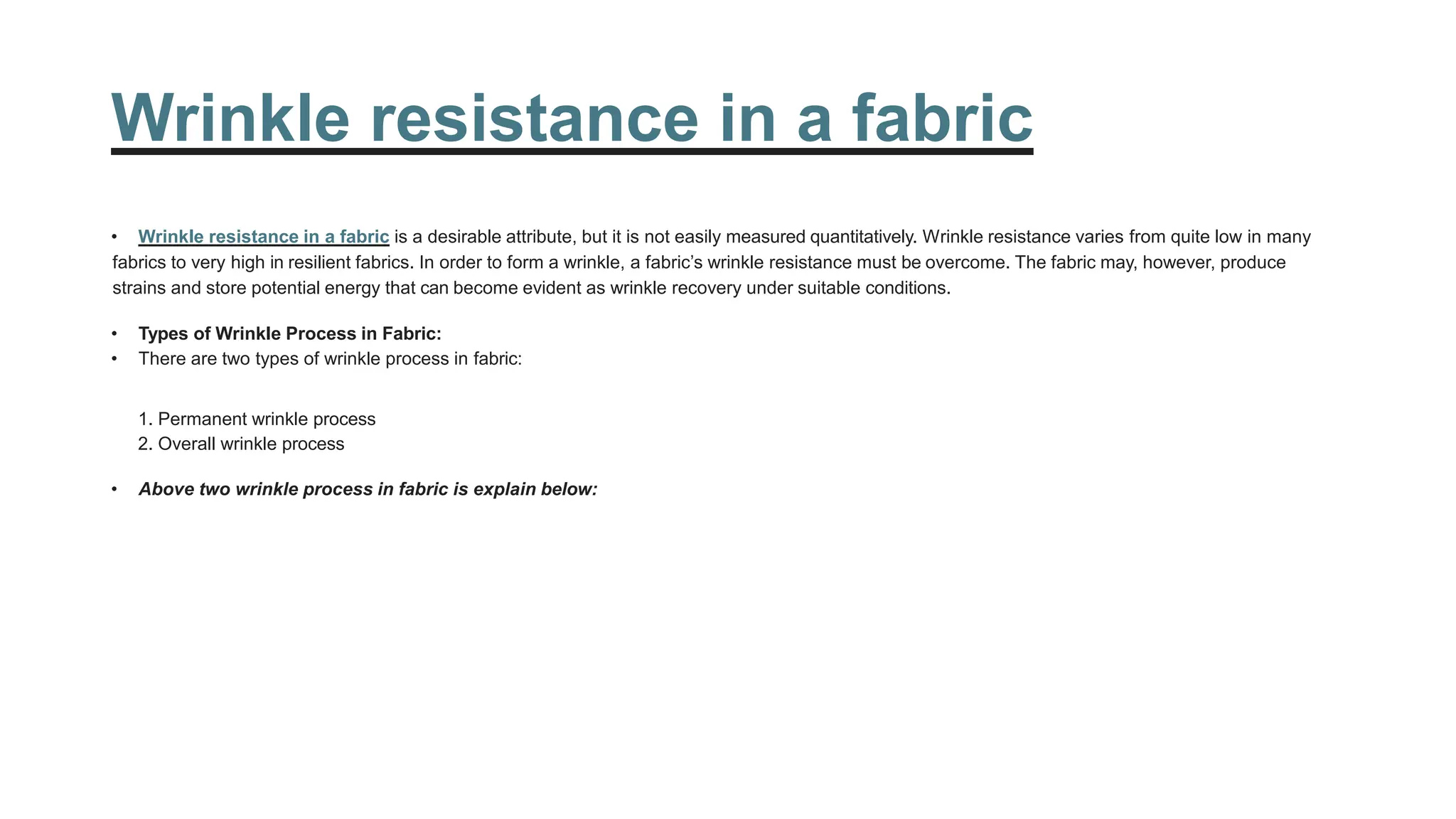 Types of Wrinkle Process in Fabric Factors Affecting Wrinkling on ...