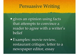 Types Of Writing | PDF