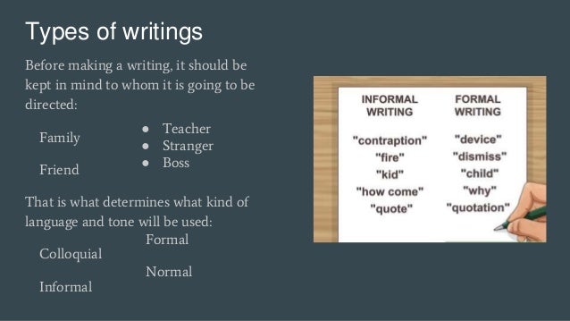 Types of writings