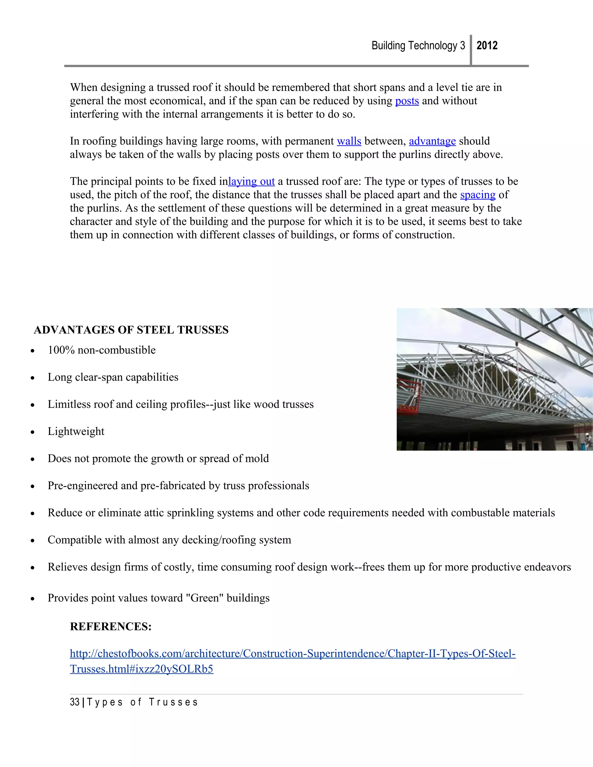 Types roof trusses | DOC