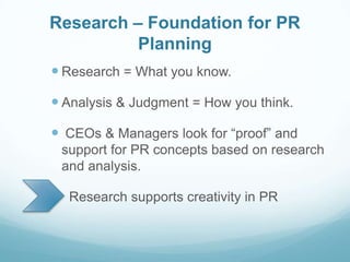 Types & Uses of PR Research | PPTX