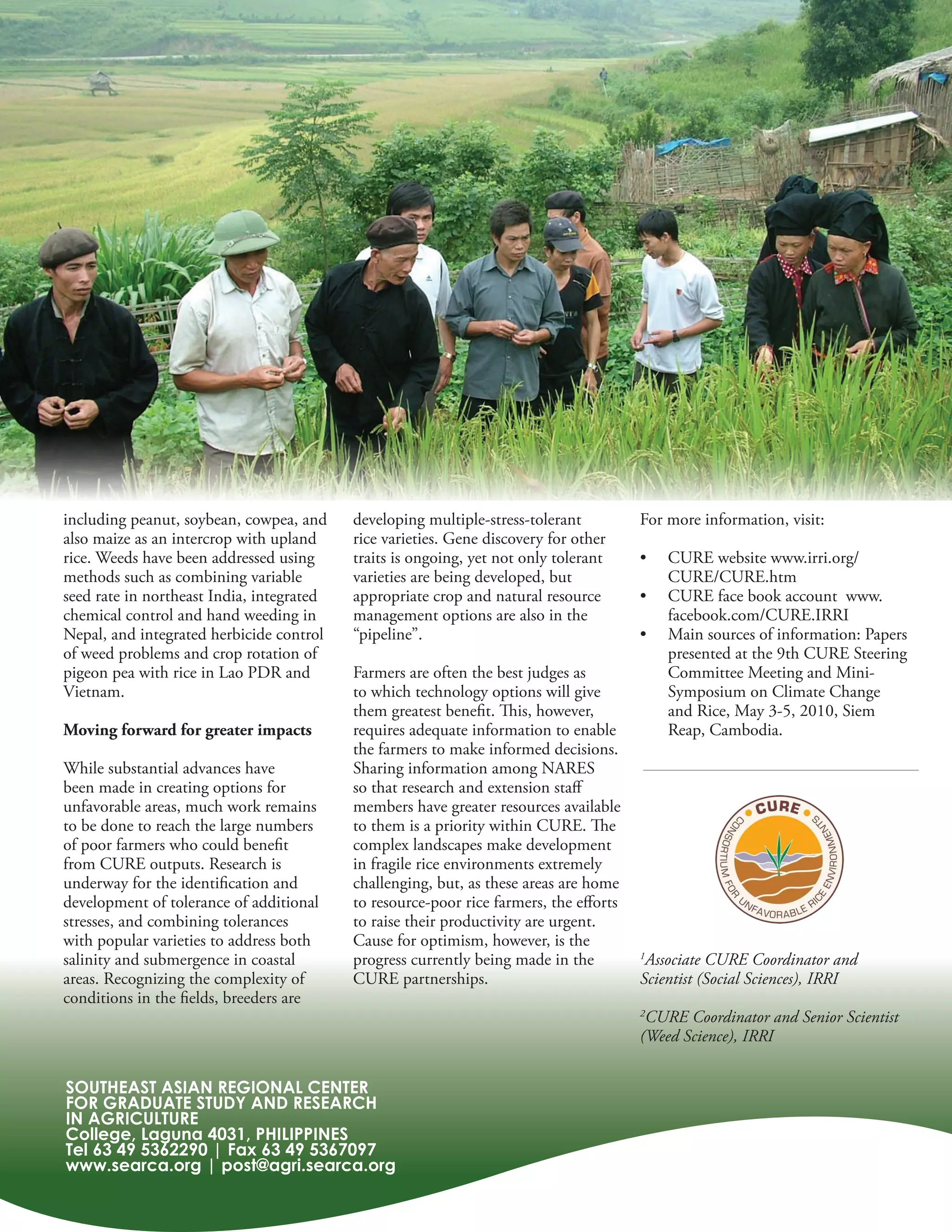 Developing “Climate-ready” rice to safeguard livelihoods in the fragile ...