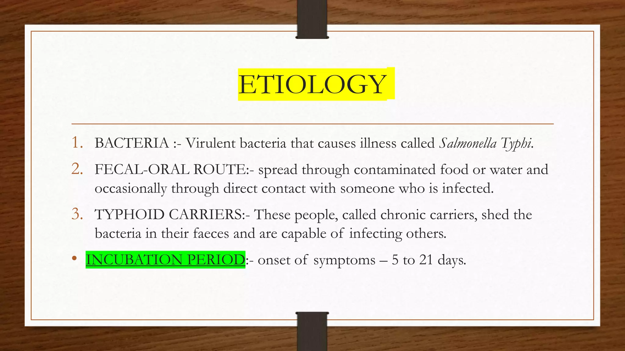 Typhoid fever or enteric fever | PPT