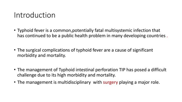 TYPHOID INTESTINAL PERFORATION | PPTX | Infectious Diseases | Diseases ...
