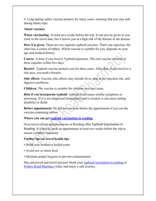 Typhoid Vaccination services In Reading | PDF