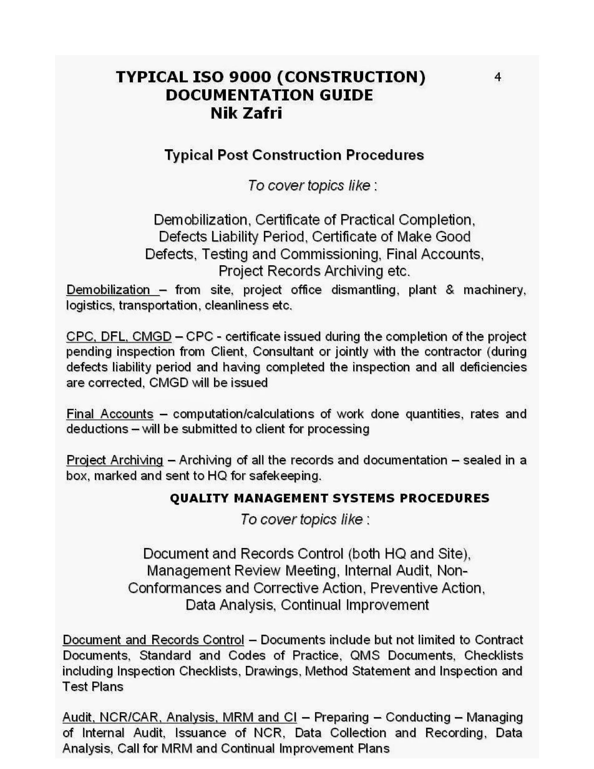 Typical qms-construction-docs | PDF