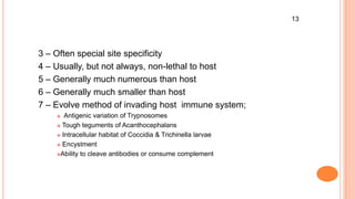 Typical Characteristics of Parasites | PPTX