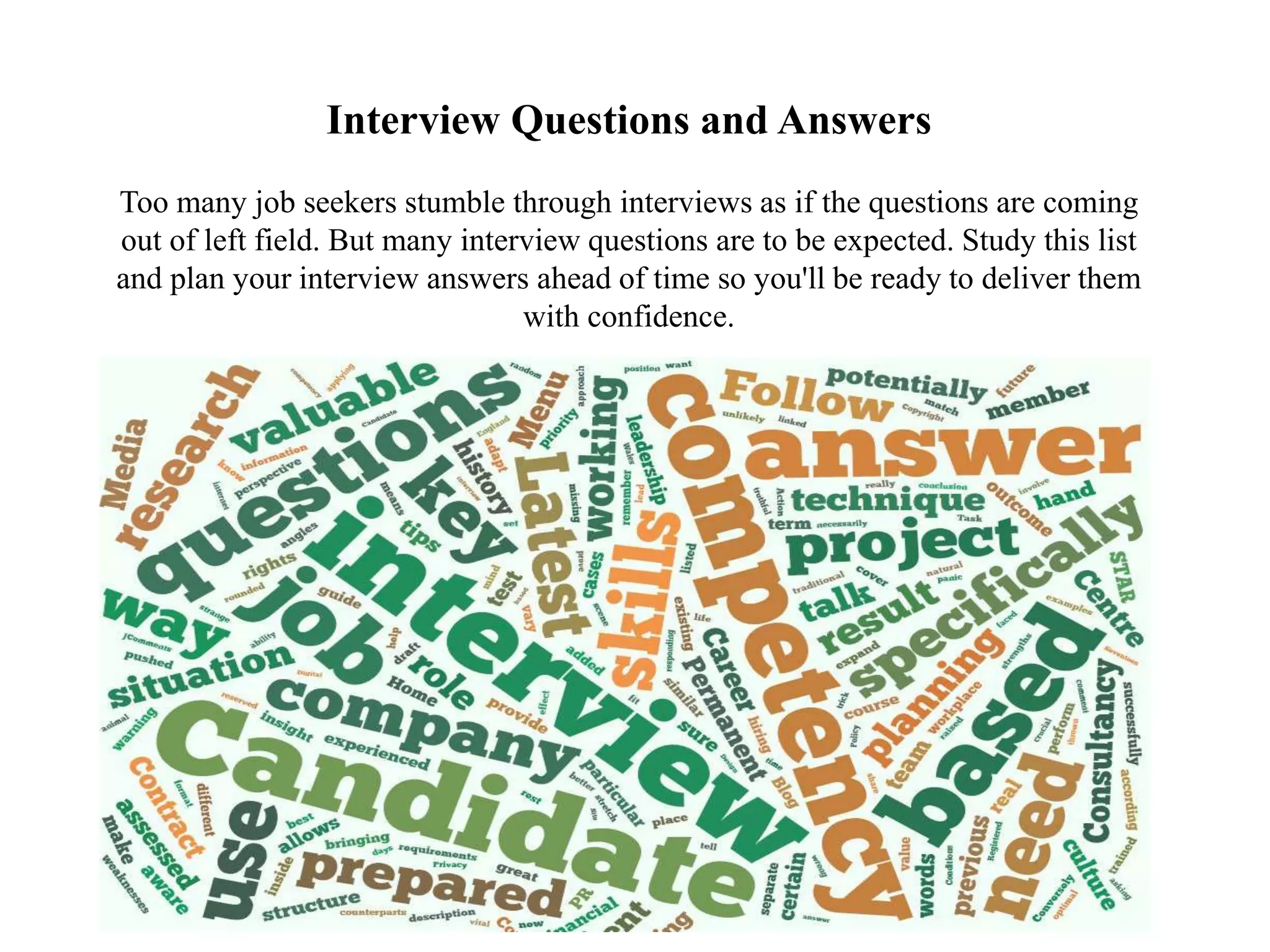 Typical job interview questions and sample answers | PPT