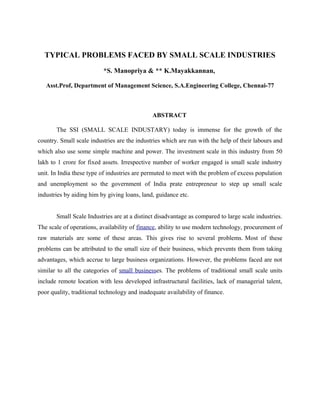 Typical problems faced by ssi | DOC