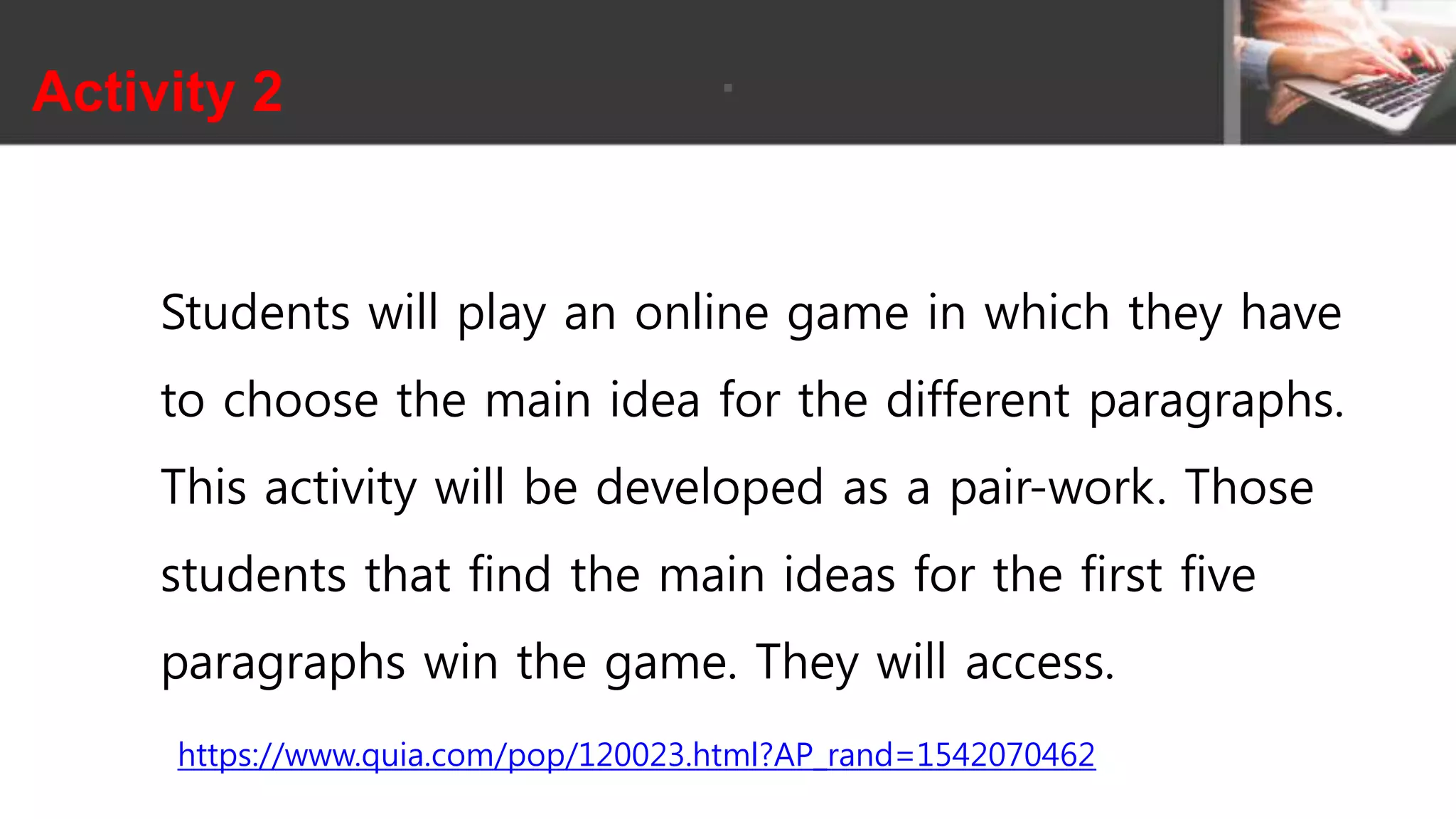Identifying the Main Idea. with examples | PPTX