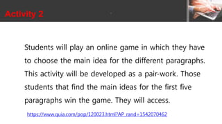 Identifying the Main Idea. with examples | PPTX