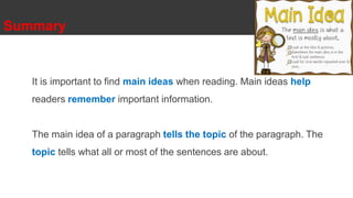 Identifying the Main Idea. with examples | PPT