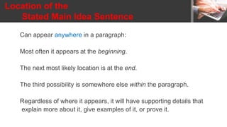Identifying the Main Idea. with examples | PPT