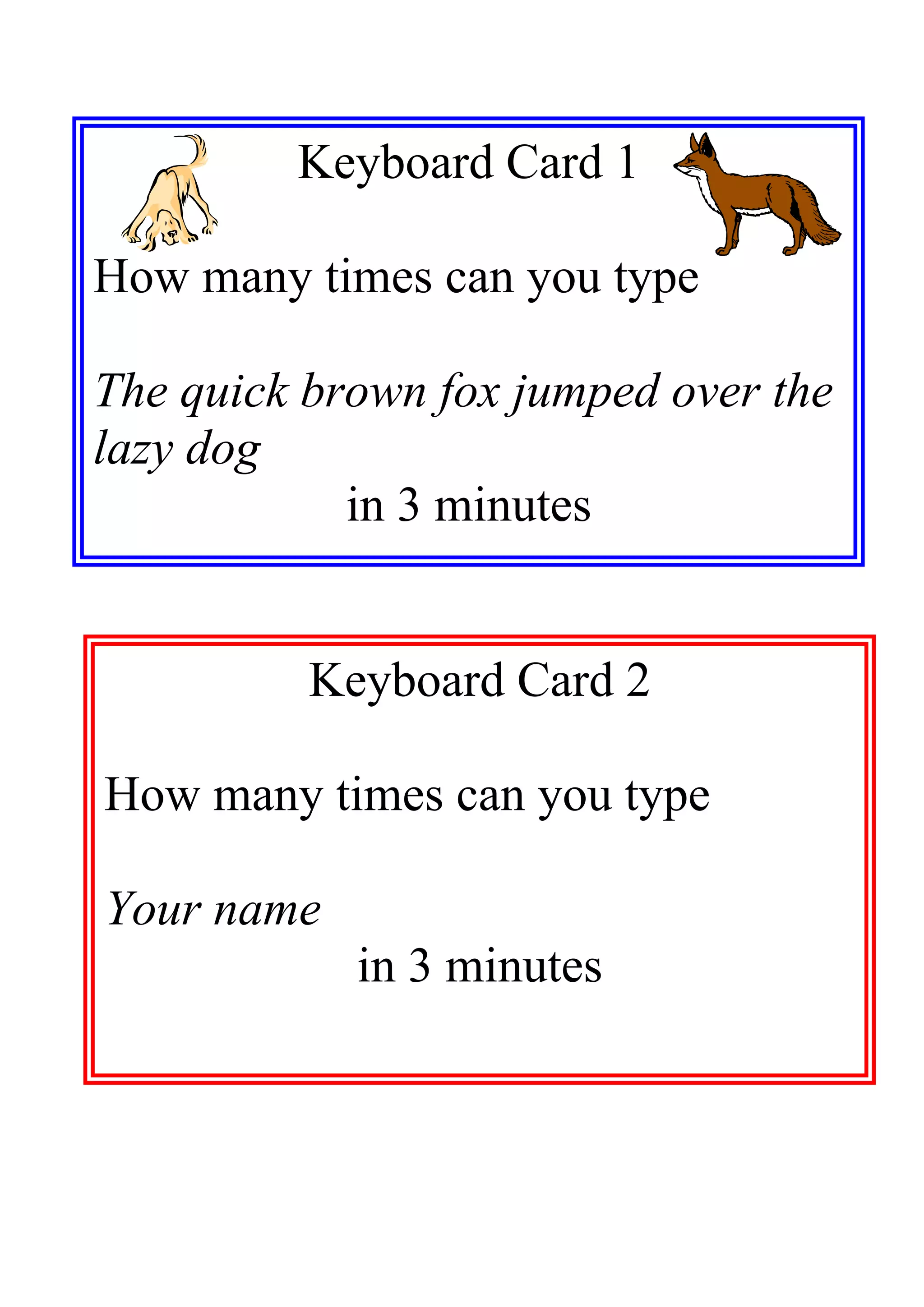 Typing Card Activities | DOC