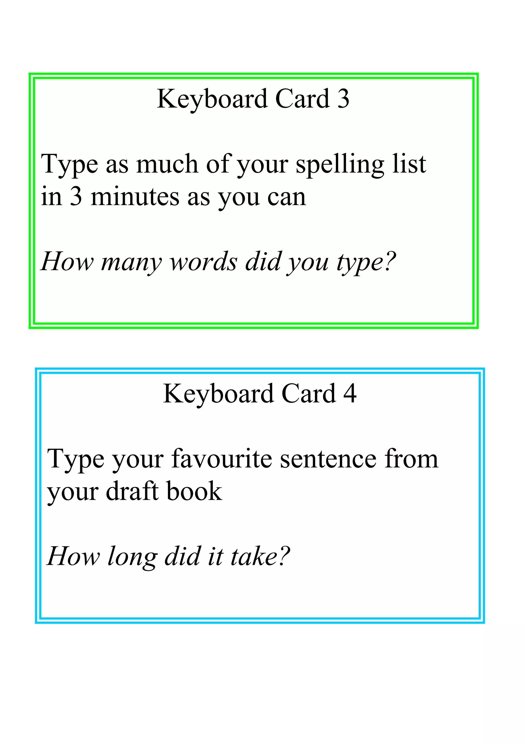 Typing Card Activities | DOC