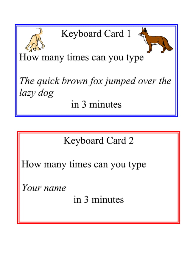 Typing Card Activities | DOC | Computer Peripherals | Computing