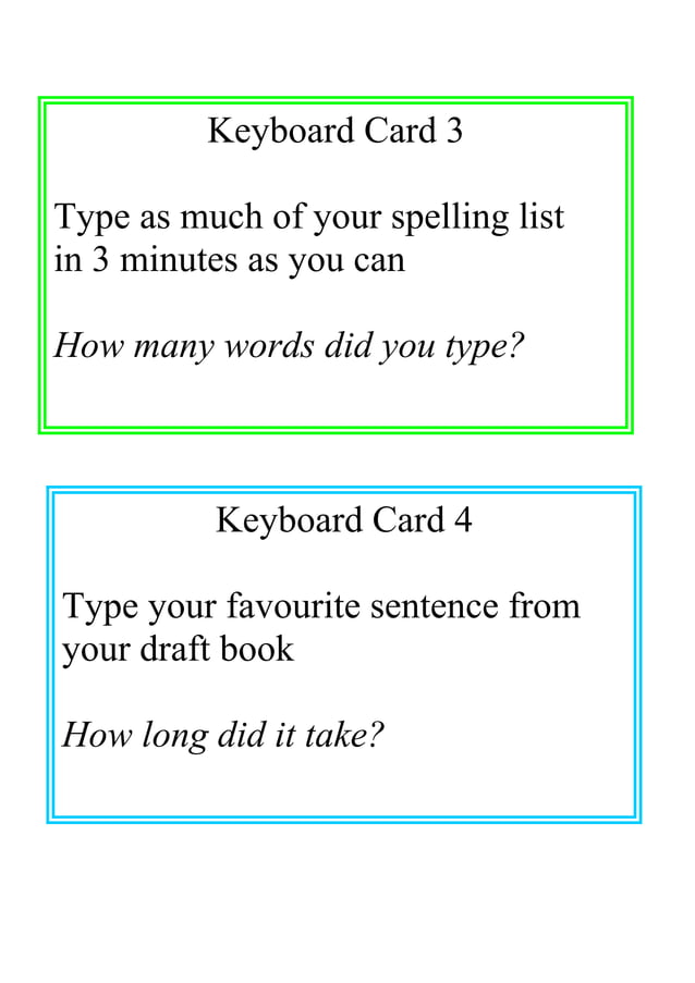 Typing Card Activities | DOC | Computer Peripherals | Computing