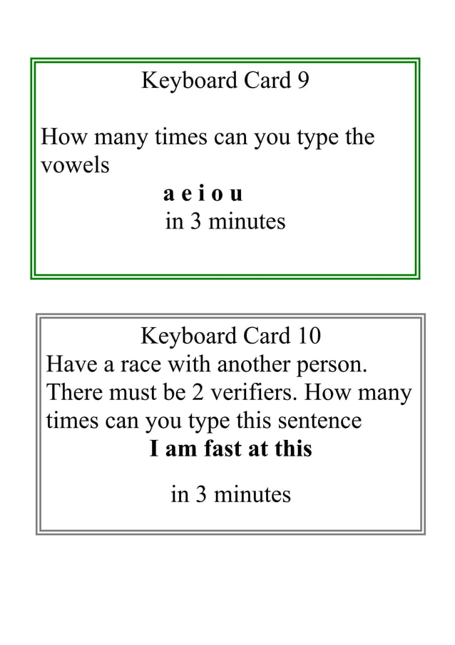 Typing Card Activities | DOC | Computer Peripherals | Computing