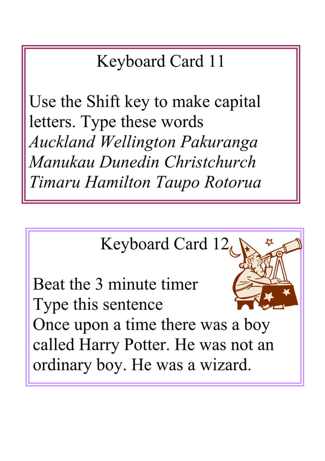 Typing Card Activities | DOC | Computer Peripherals | Computing