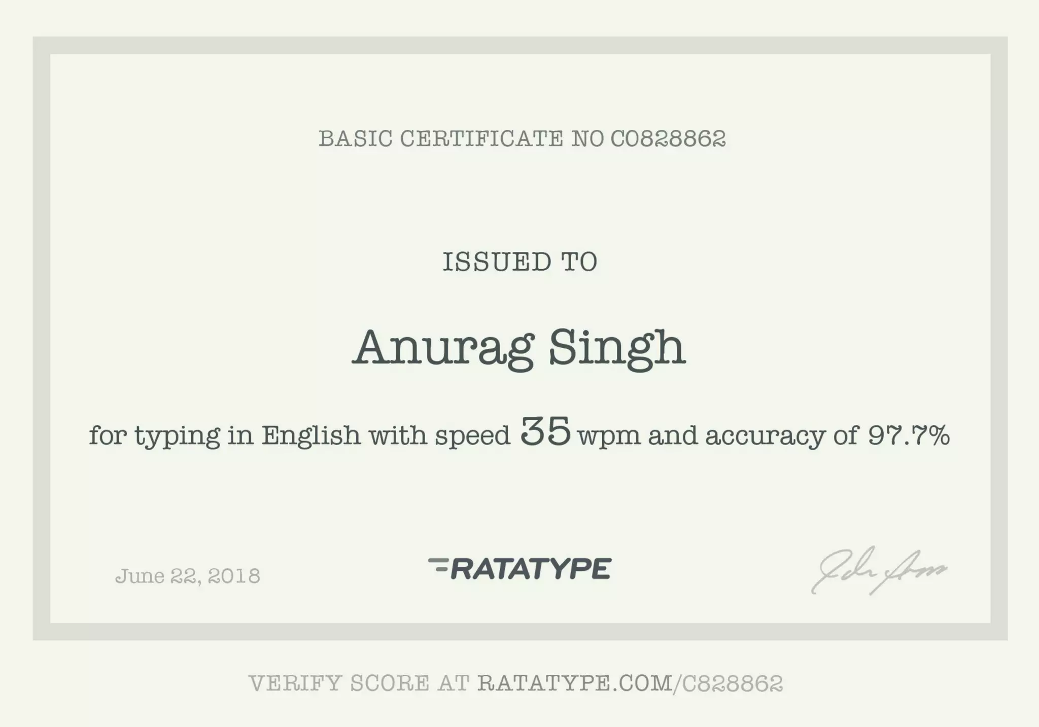 English Typing Certificate | PDF