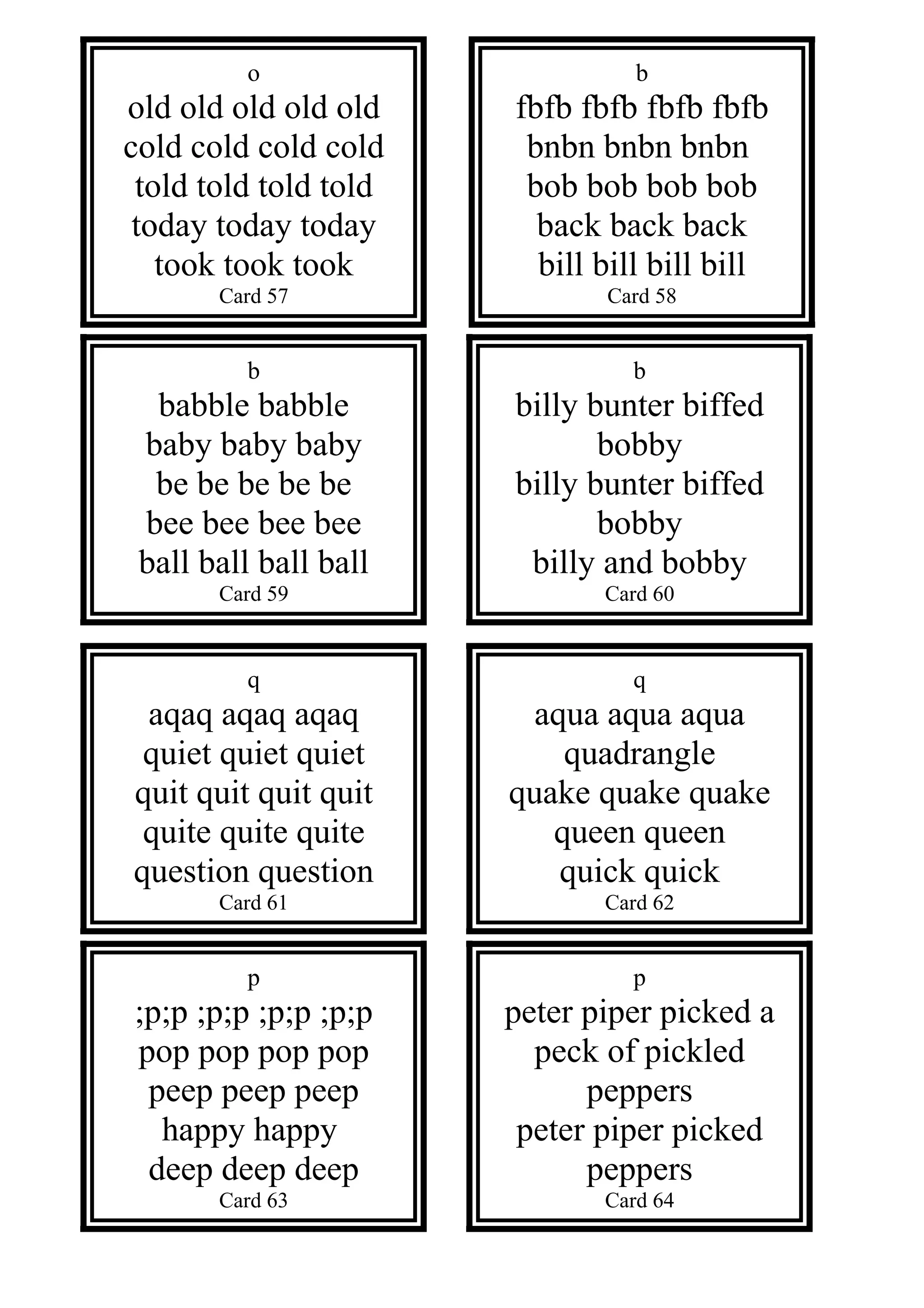 Typing Practice Cards 64 | DOC