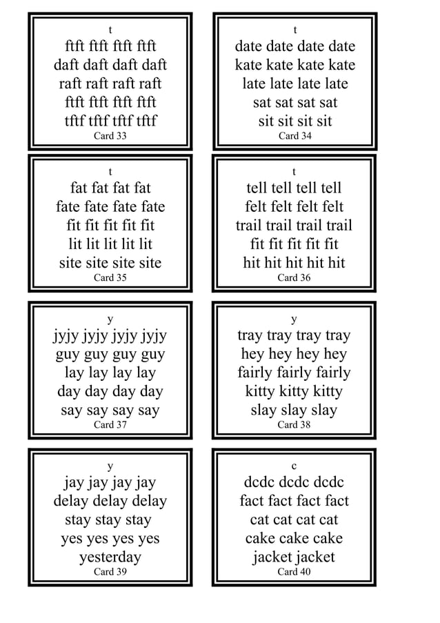 Typing Practice Cards 64 | DOC