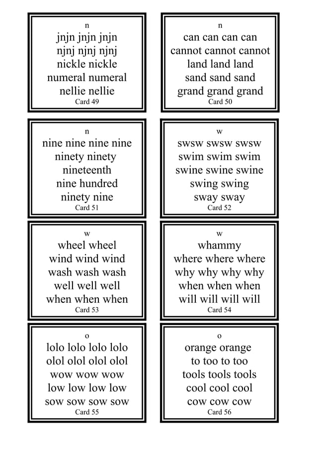 Typing Practice Cards 64 | DOC