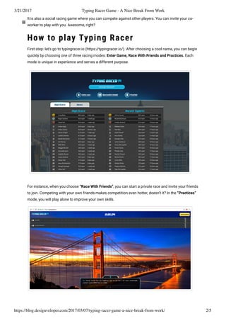 Typing racer game - a nice break from work | PDF
