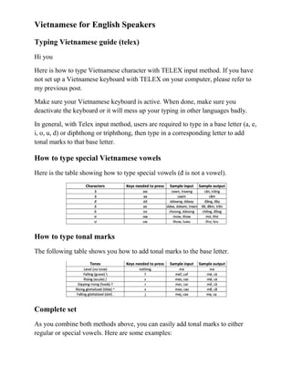 Typing vietnamese guide | PDF