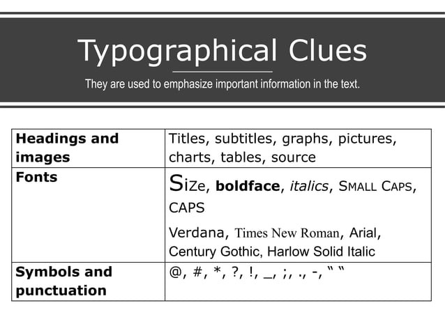 Typographical clues and punctuation marks | PPTX
