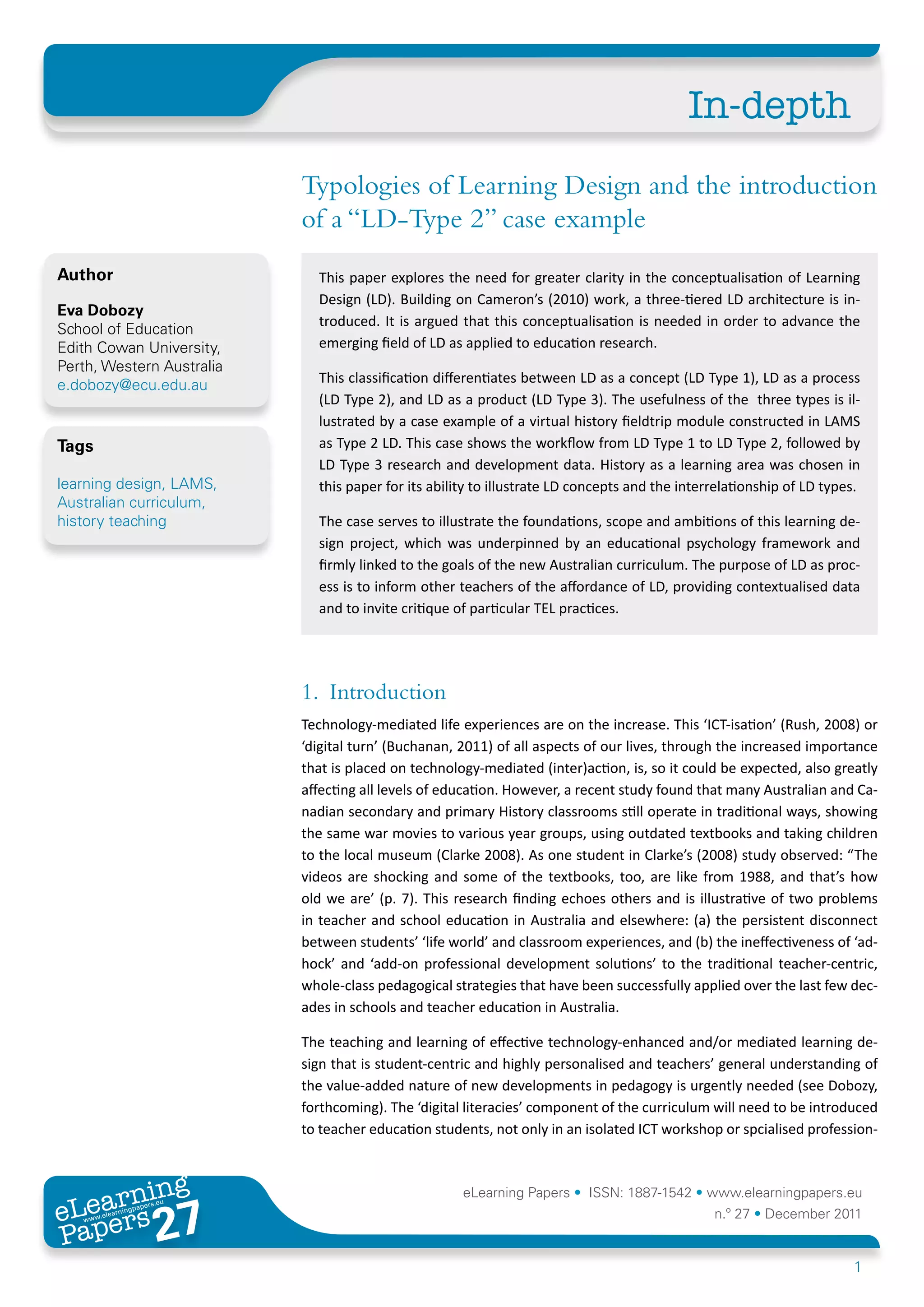 Typologies of learning design and the introduction of a “ld type 2 ...