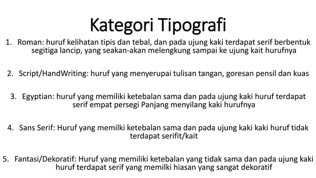 Contoh huruf dari jenis-jenis kategori huruf | PDF