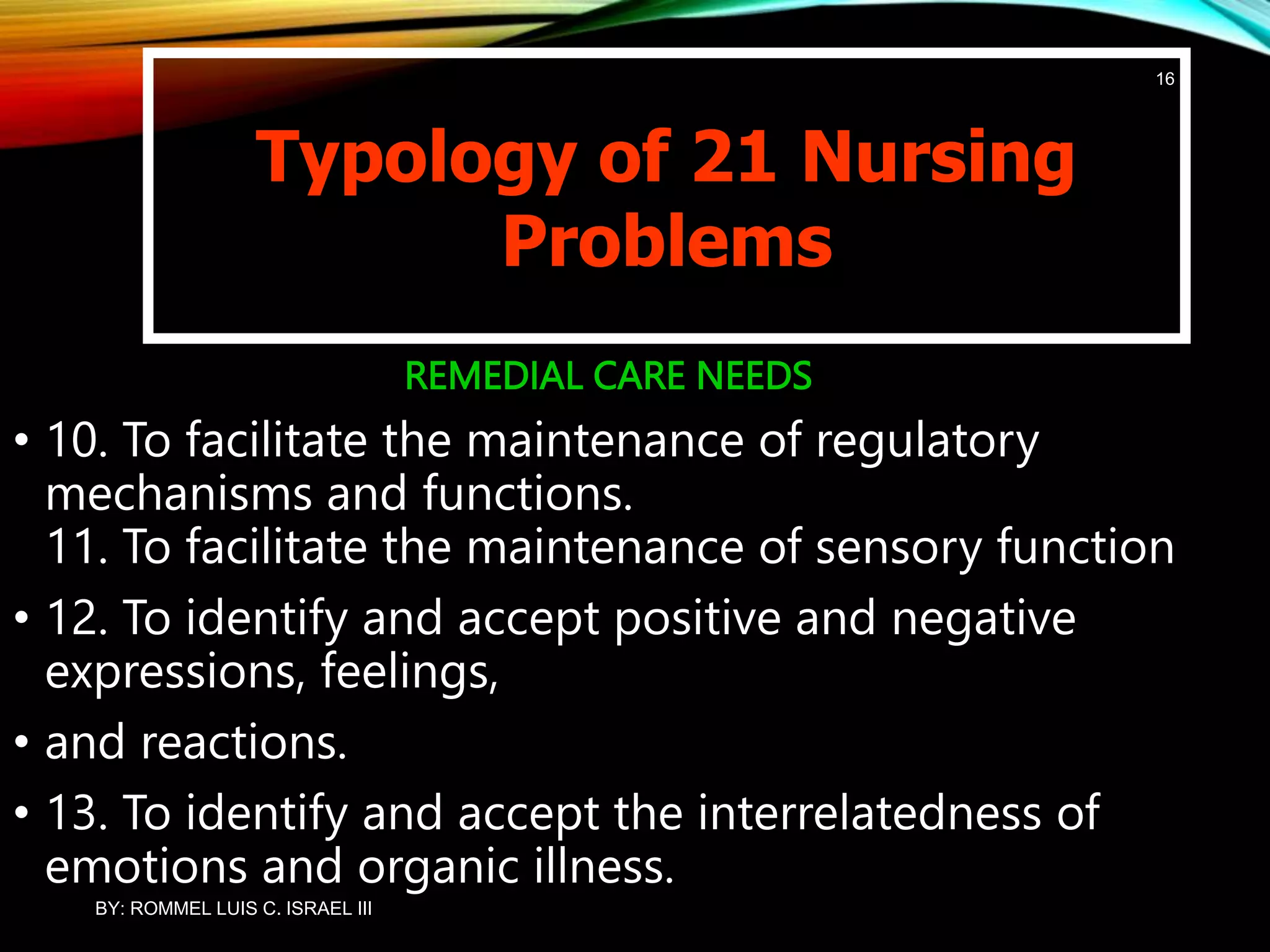 ABDELLAH'S TYPOLOGY OF 21 NURSING PROBLEMS | PPT